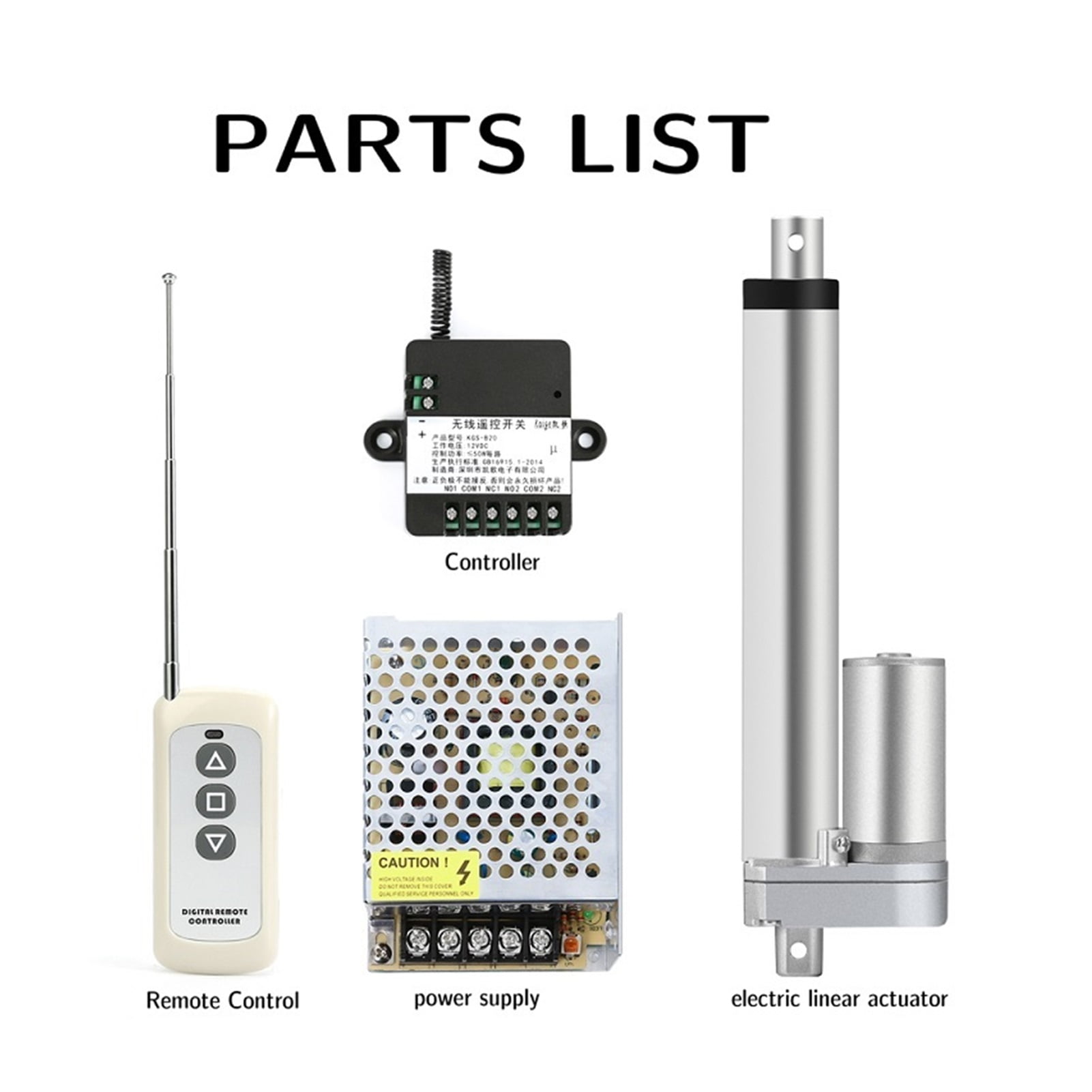 RF Remote Control 12V Electric Linear Actuator Metal Gear With Power ...