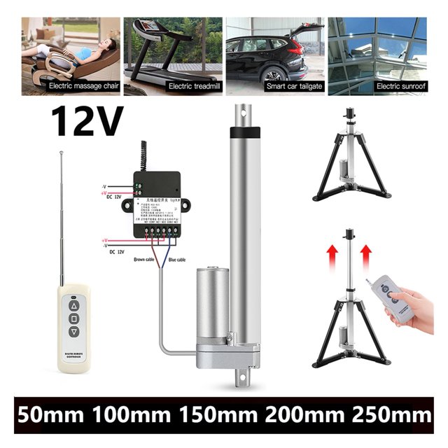 RF Remote Controller + Linear Actuator 12V Electric DC Motor Metal Gear ...