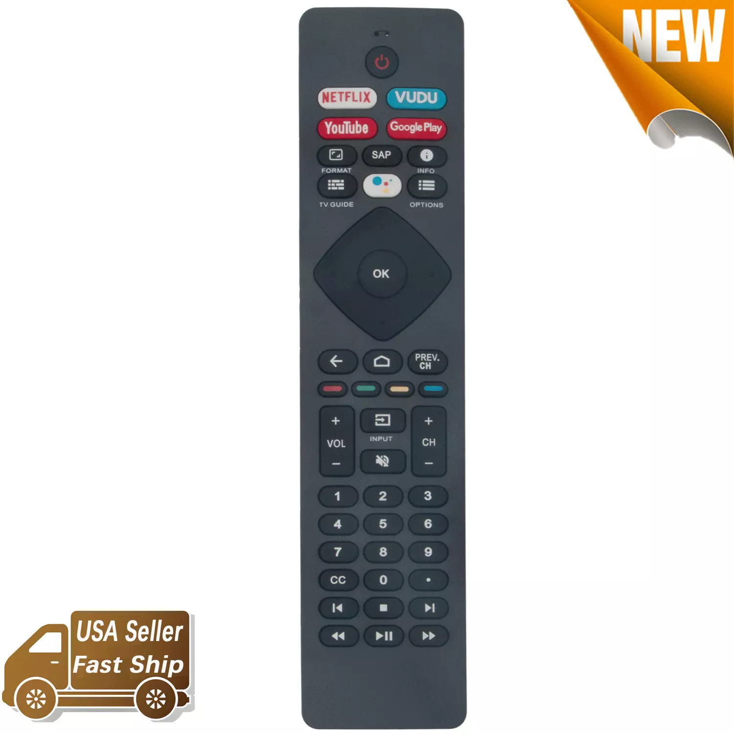 RF402A-V14 Replace Remote Control for Philips TV with Mic Netflix Vudu ...