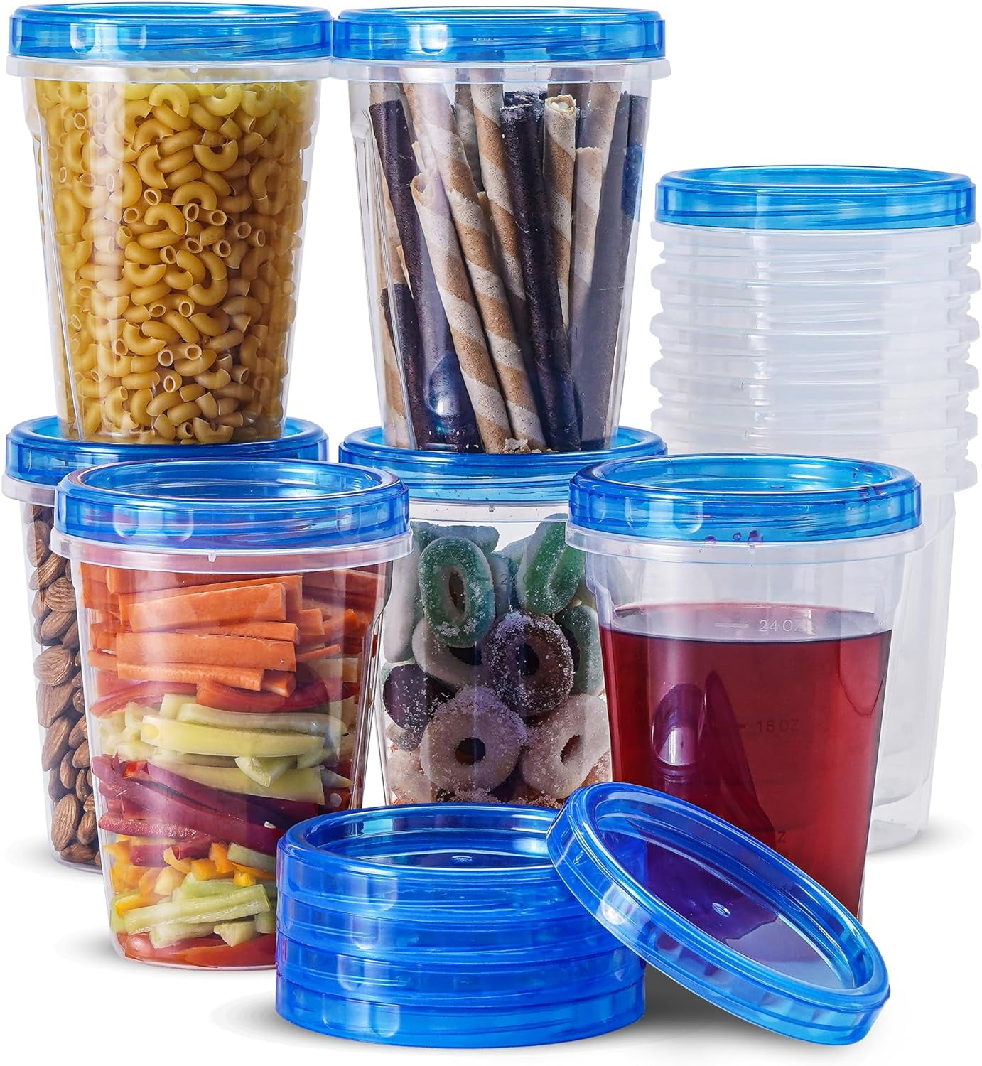 24 PCS Freezer Storage Containers with Lids-12 Plastic 32 oz Deli ...