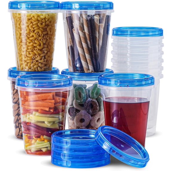 24 PCS Freezer Storage Containers with Lids-12 Plastic 32 oz Deli ...