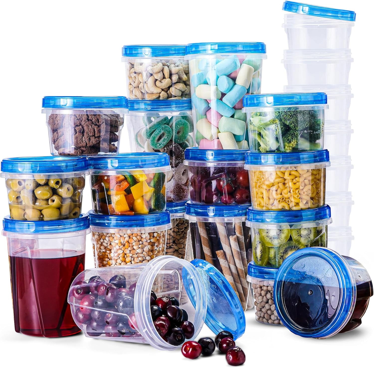 RFAQK 48 PCS Freezer Storage Containers with Twist Top Lids-(32OZ ...