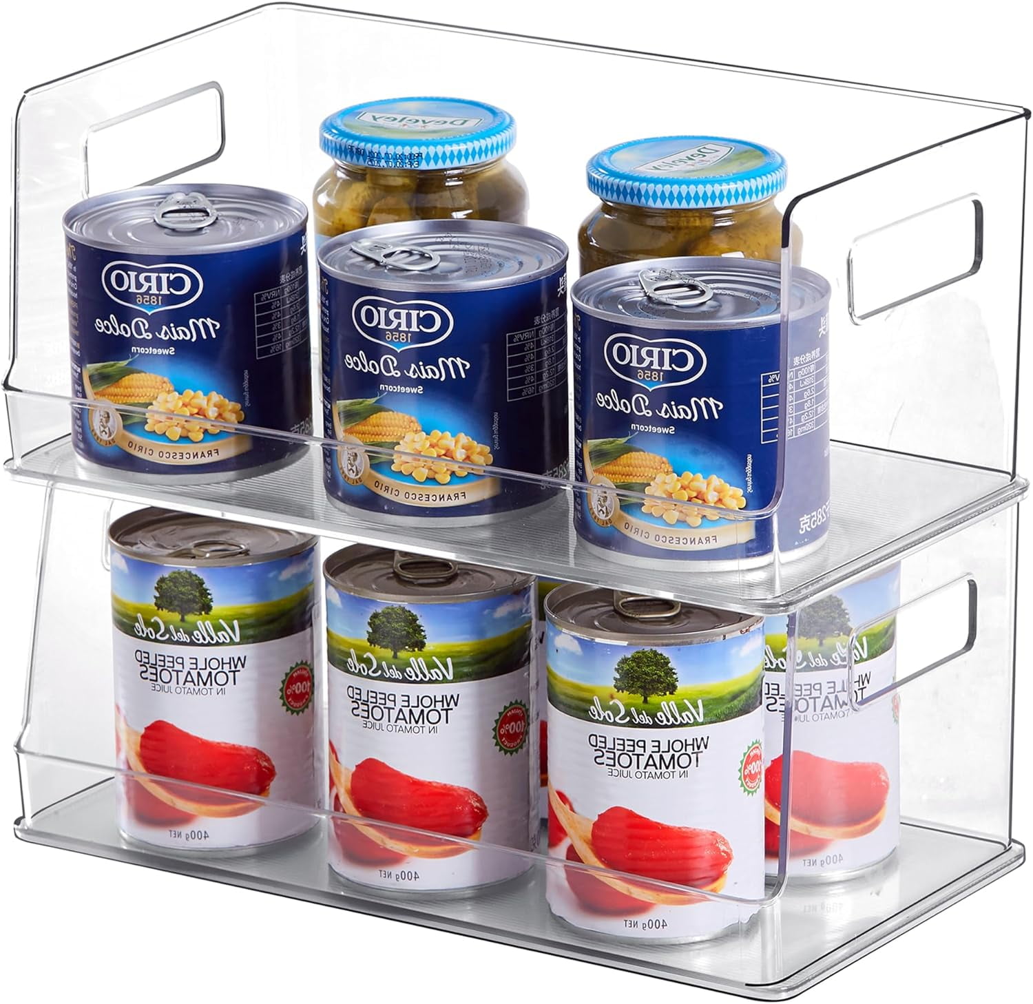 RFCUIBIJ 10" Wide Stackable Pantry Organizer Bins Open Front Plastic ...