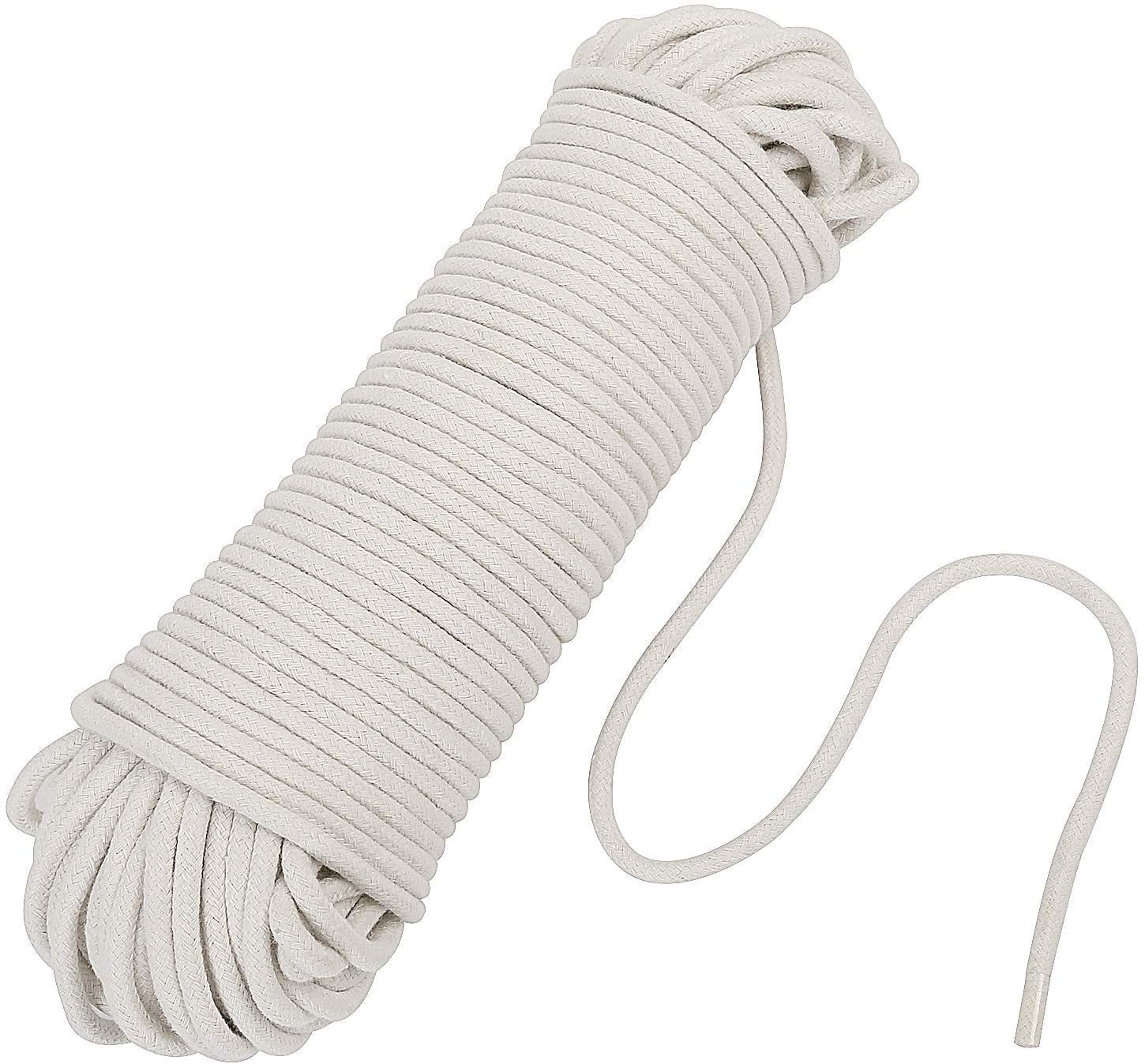 RFCUIBIJ 328 FT 1/4 Inch White Cotton Rope Clothesline Rope Craft ...