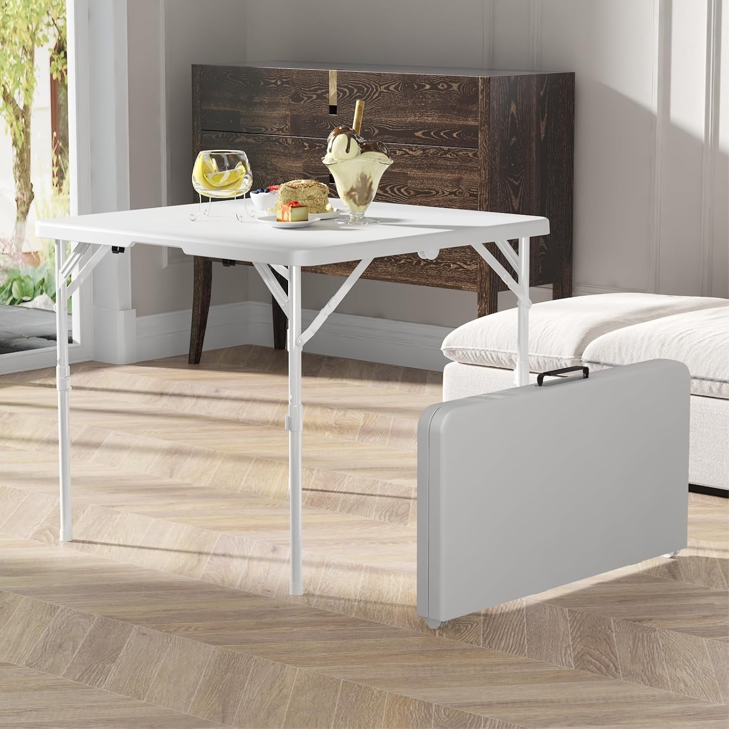 RFCUIBIJ 34" Portable Square Folding Card Table Picnic Tables with ...