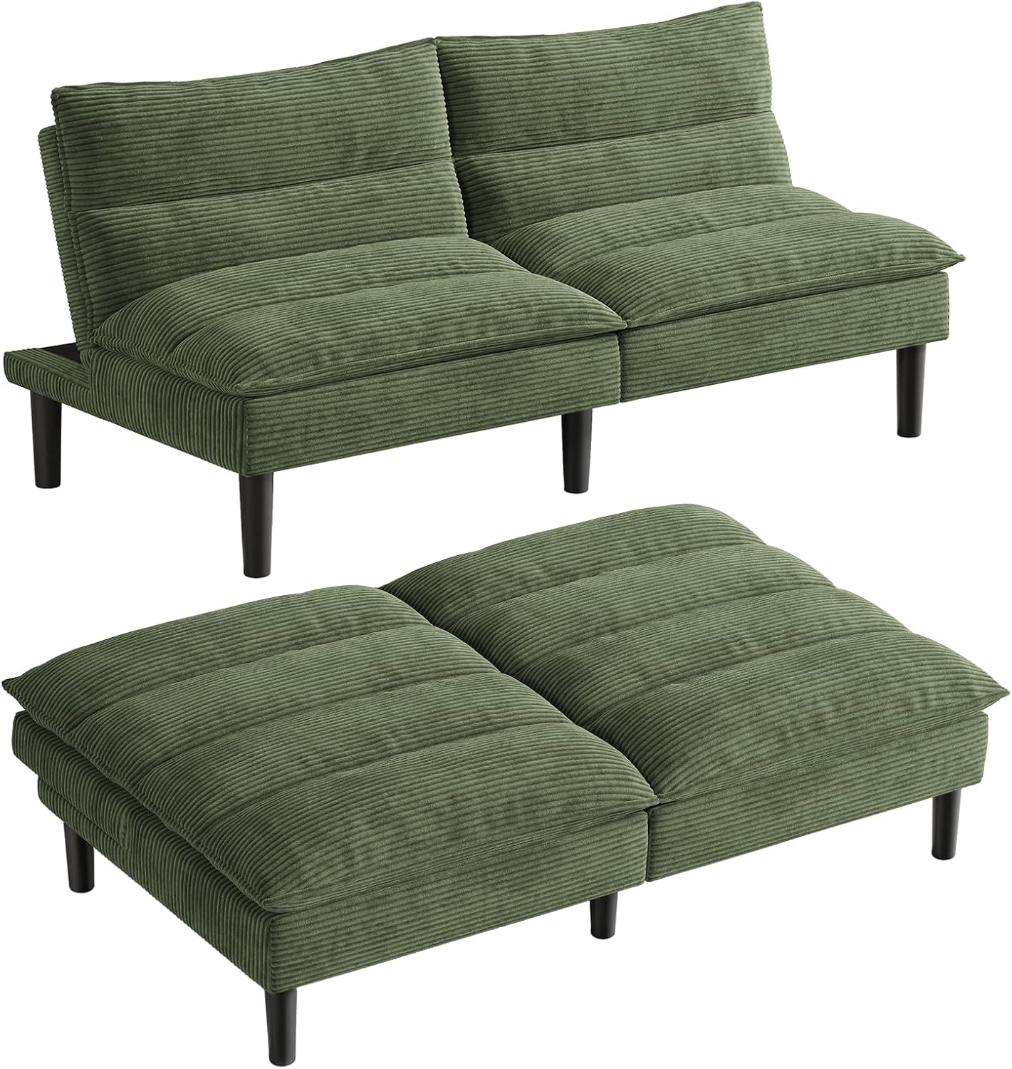 RFCUIBIJ 64" Futon Sofa Bed Corduroy Sofa Bed Couch with Adjustable ...