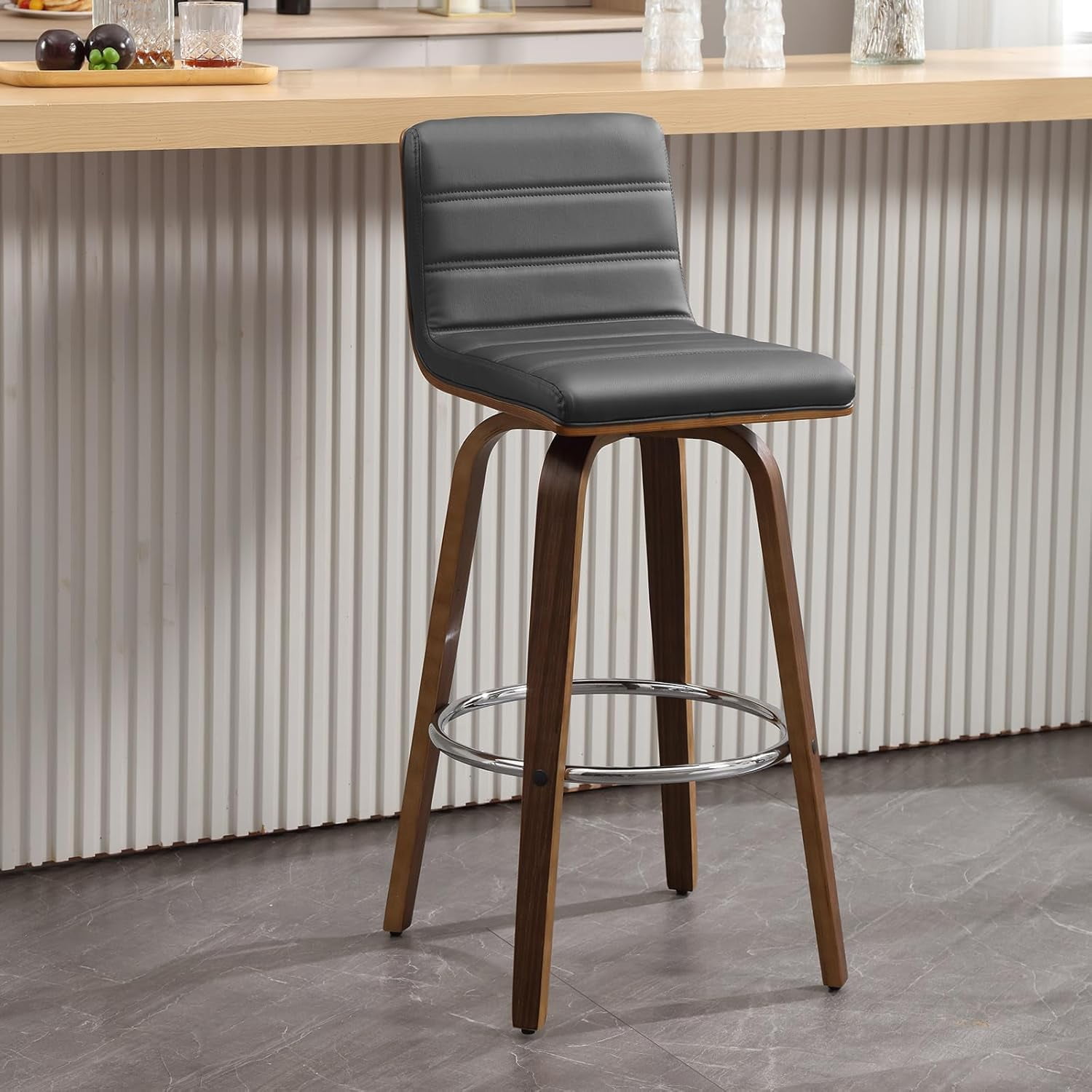 RFCUIBIJ Bar Stools 26 Inch Counter Height PU Leather Swivel Counter ...