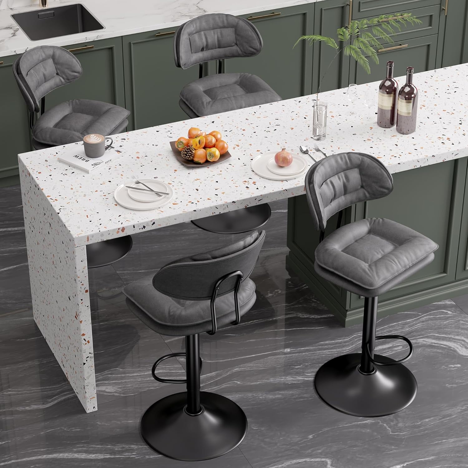 RFCUIBIJ Bar Stools Modern Adjustable Swivel Counter Height Barstools ...