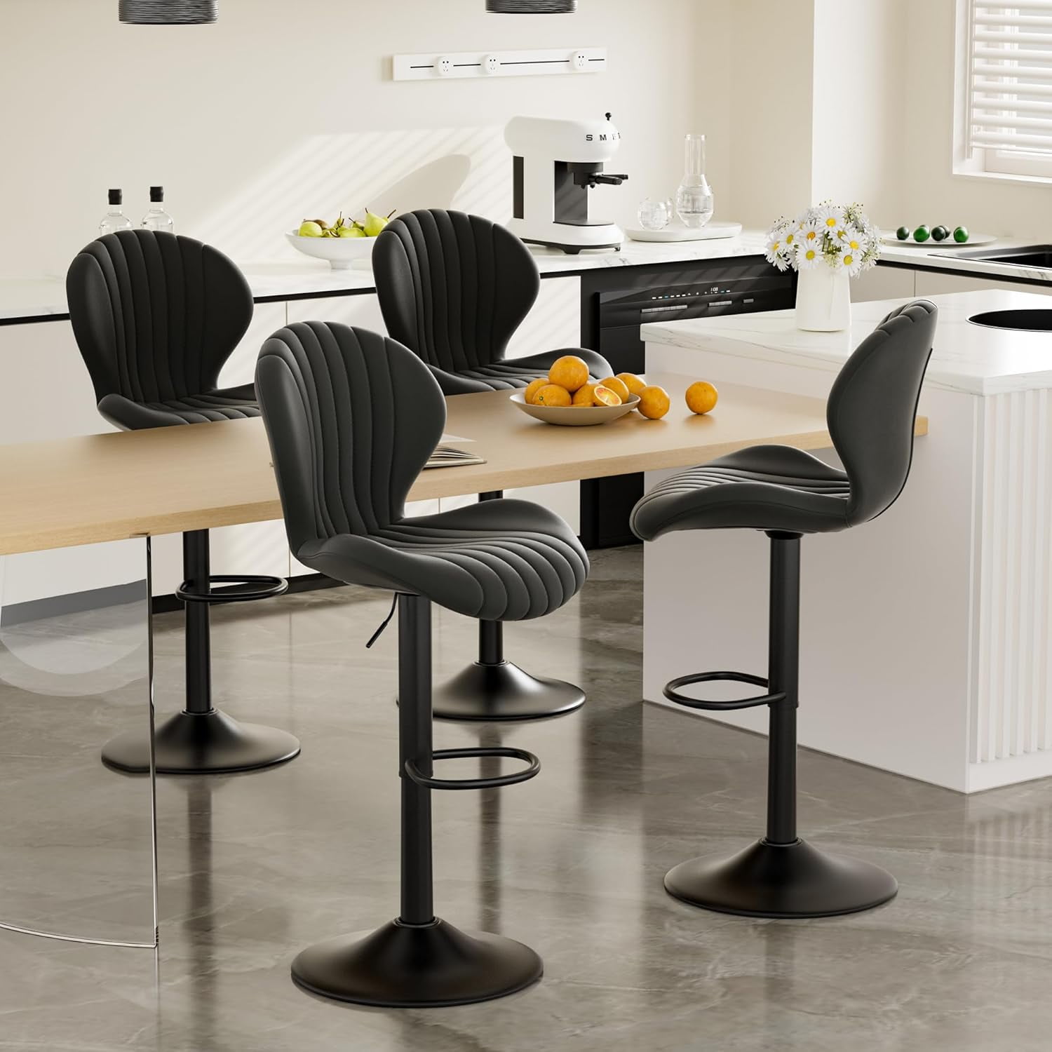 RFCUIBIJ Bar Stools Swivel Barstools with Backs Modern Counter Stools ...