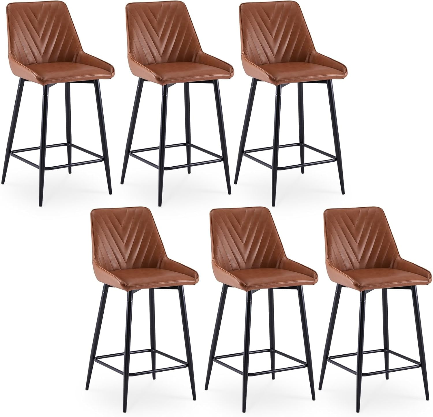 RFCUIBIJ Counter Height Bar Stools Faux Leather Bar Stool with Back ...