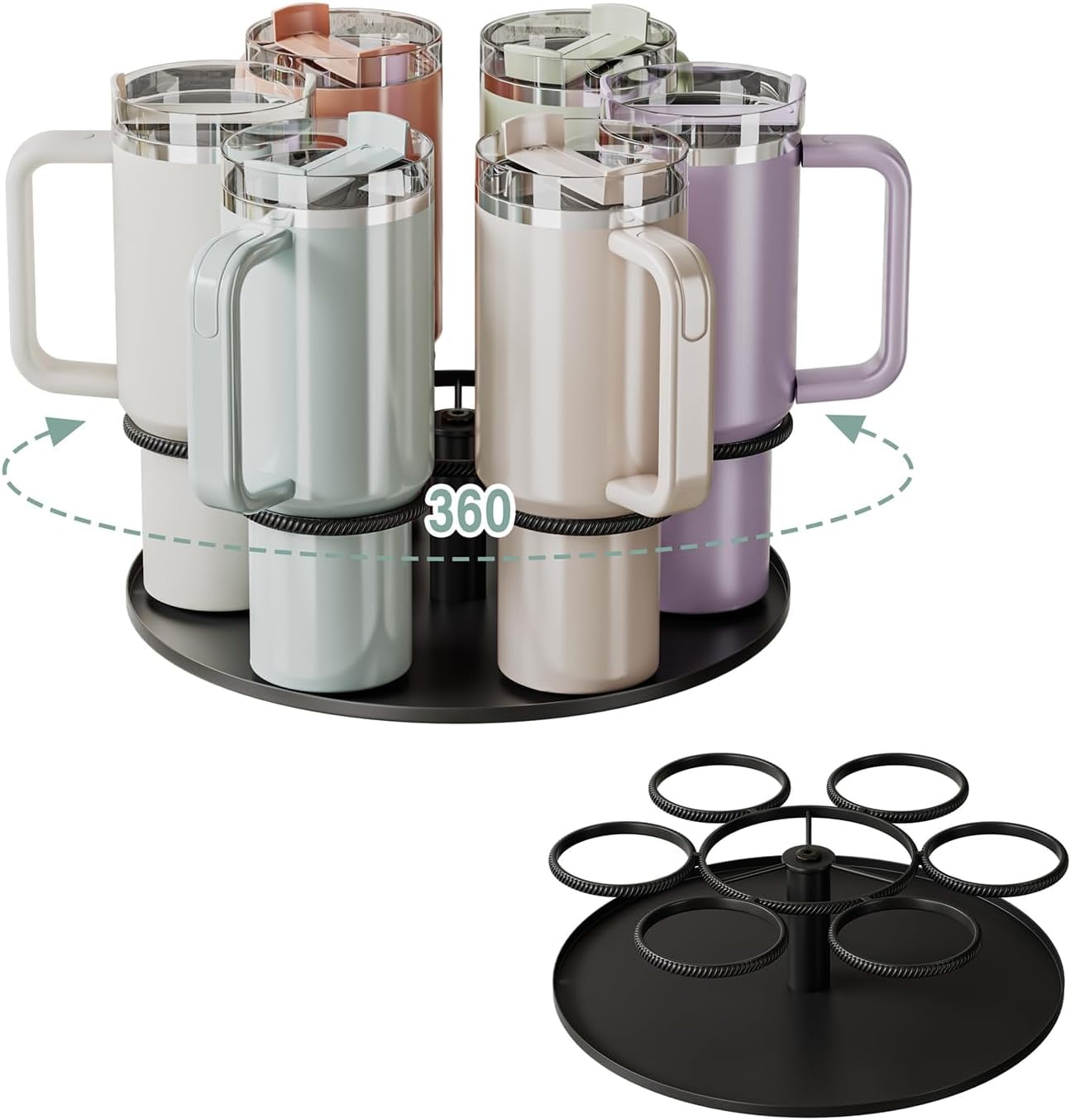 RFCUIBIJ Cup Holder Rotating Tumbler Holder 40 oz Cup Organizer and ...