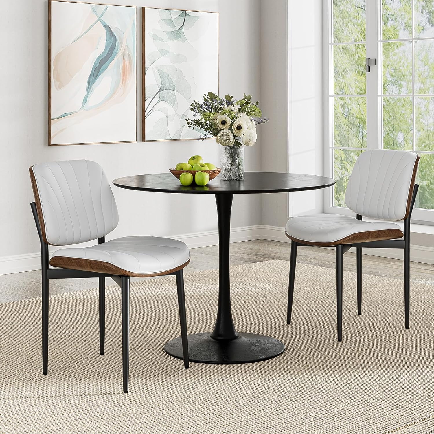 RFCUIBIJ Dining Chairs Set of 2 Mid Century Modern PU Leather ...