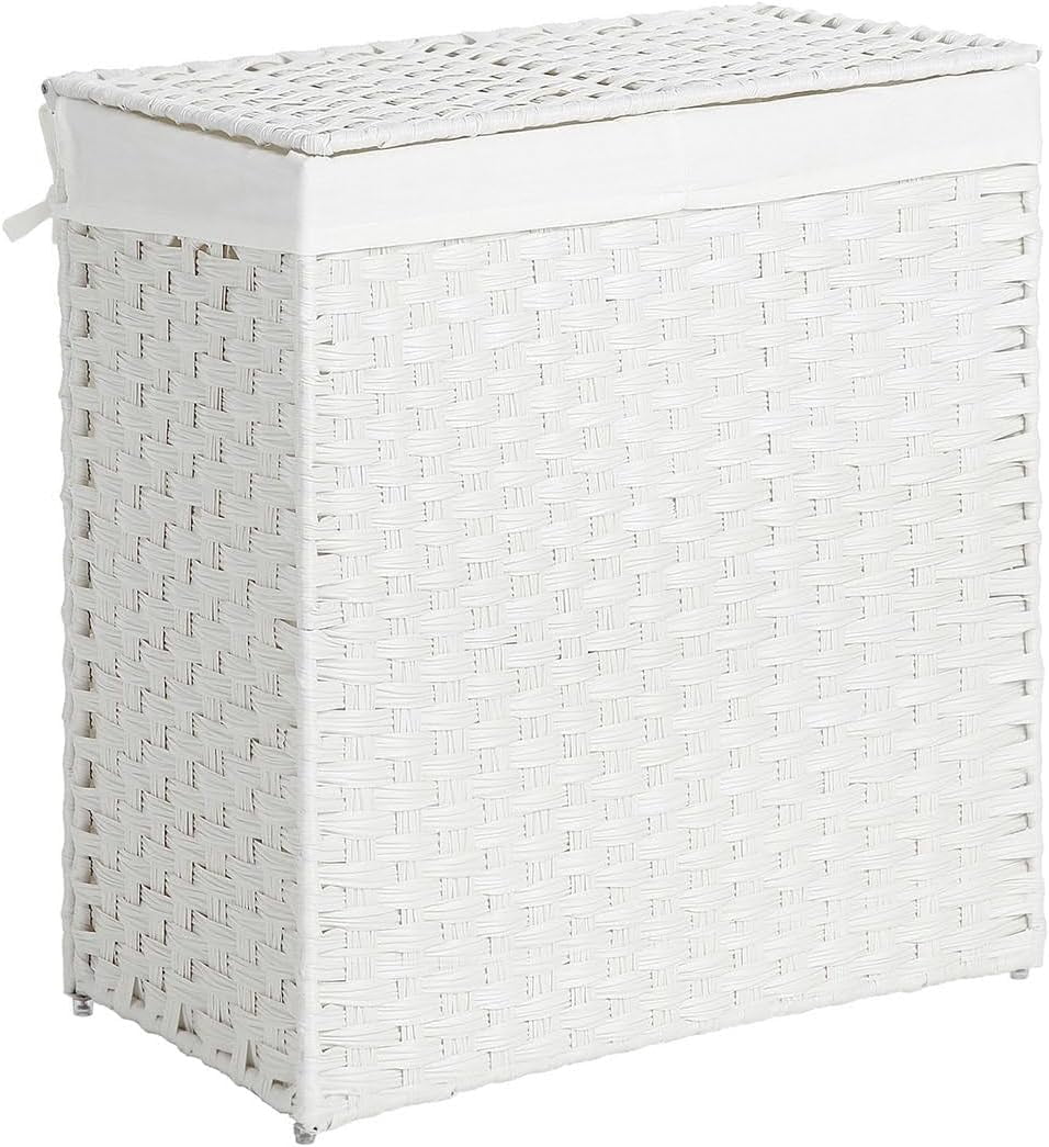 RFCUIBIJ Divided Laundry Hamper 110L Synthetic Rattan Handwoven Clothes ...