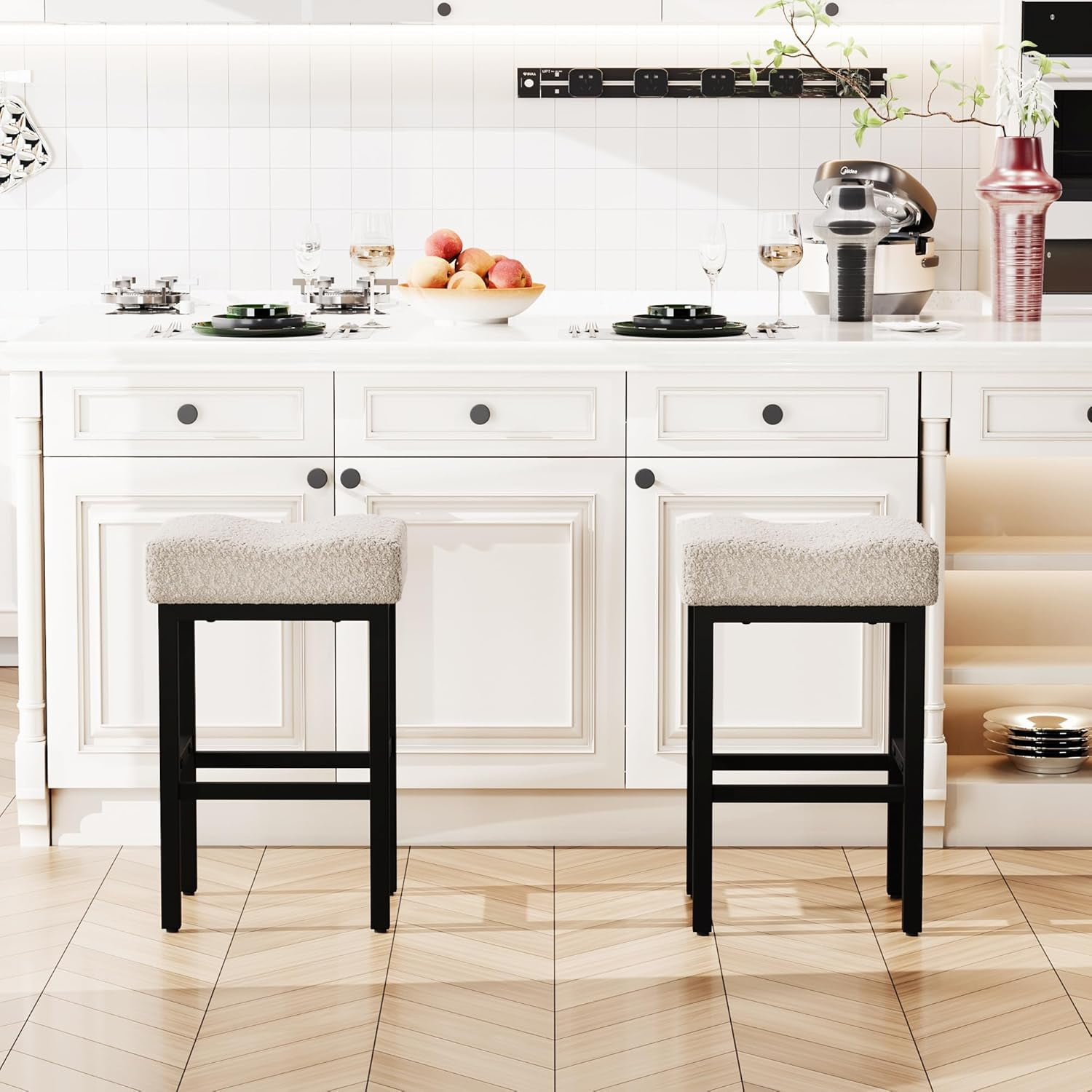 RFCUIBIJ FUNCOLOR Bar Stools White Counter Height Bar Stools 27 Inches ...