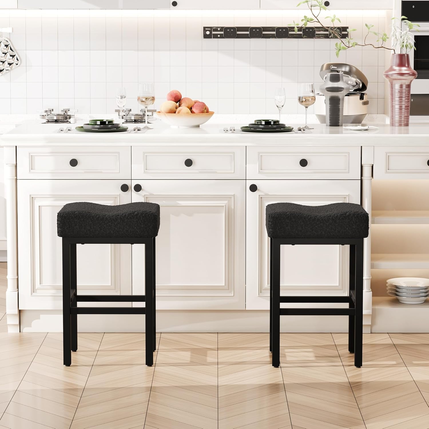 RFCUIBIJ FUNCOLOR Bar Stools White Counter Height Bar Stools 27 Inches ...