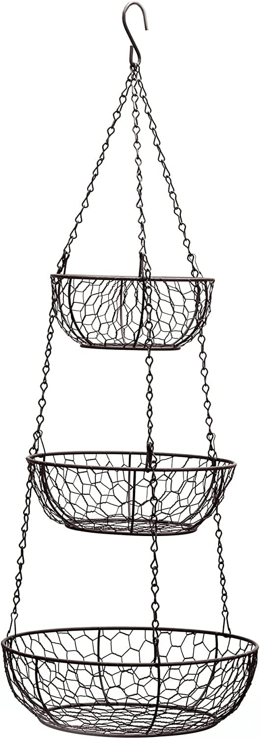 RFCUIBIJ Hanging Storage Collection 3-Tier Baskets Copper Wire ...