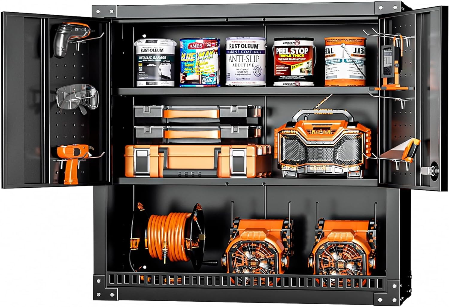 RFCUIBIJ Metal Wall Cabinet with Plates Lockable Wall Mounted Cabinet ...