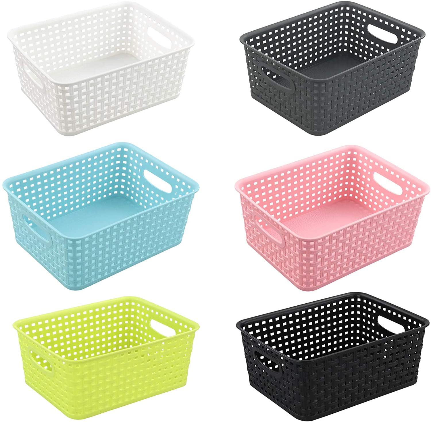 RFCUIBIJ Plastic Woven Storage Baskets Rectangle Kitchen Organizer Bin ...