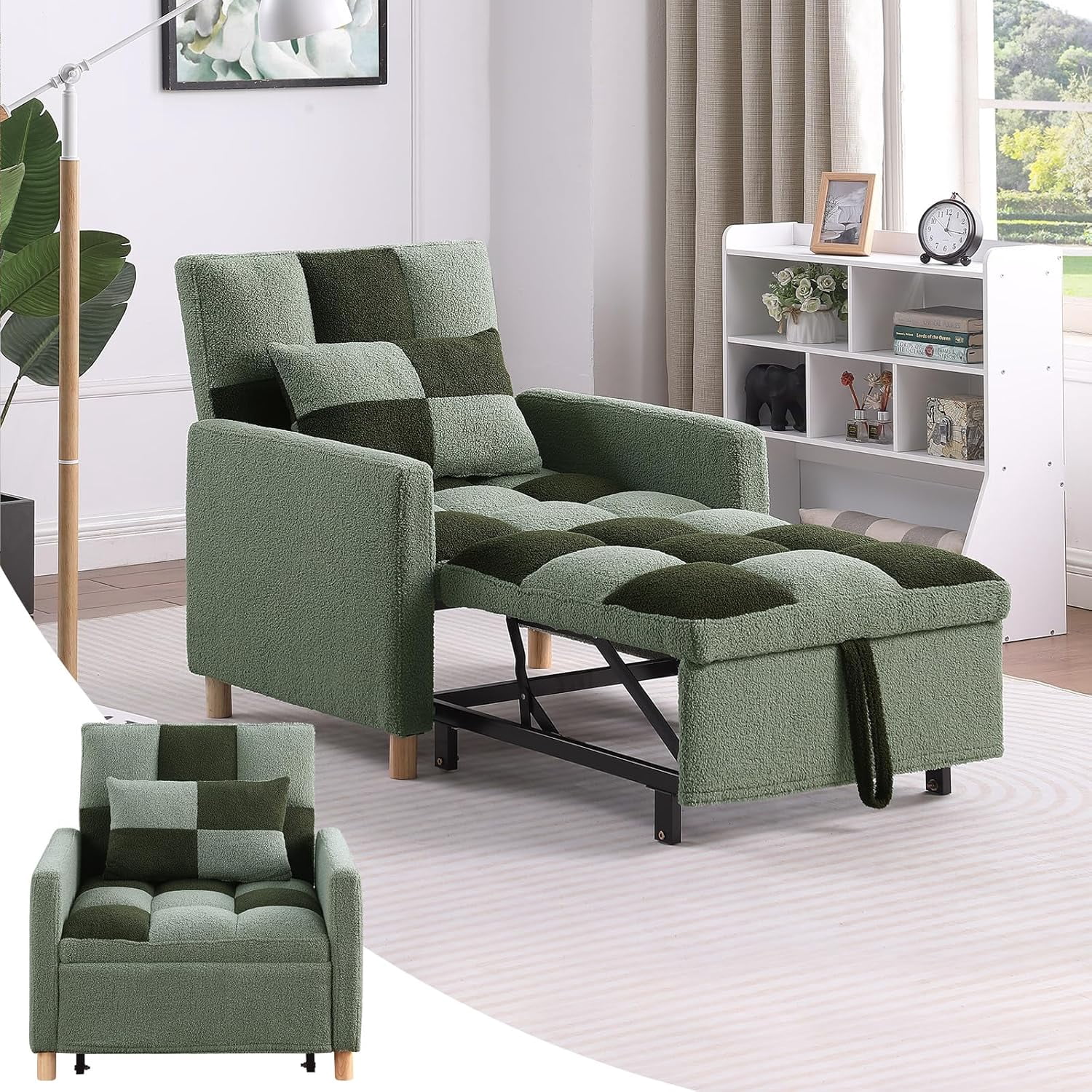RFCUIBIJ Sleeper Chair Bed - Convertible Single Sofa Chair Bed with ...