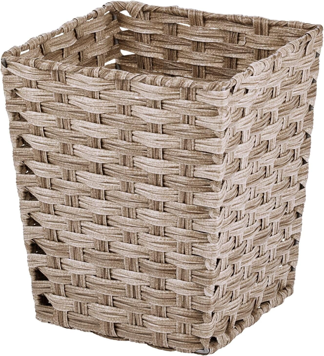czqnlg Small Woven Basket Trash Can Wastebasket - Square Garbage ...