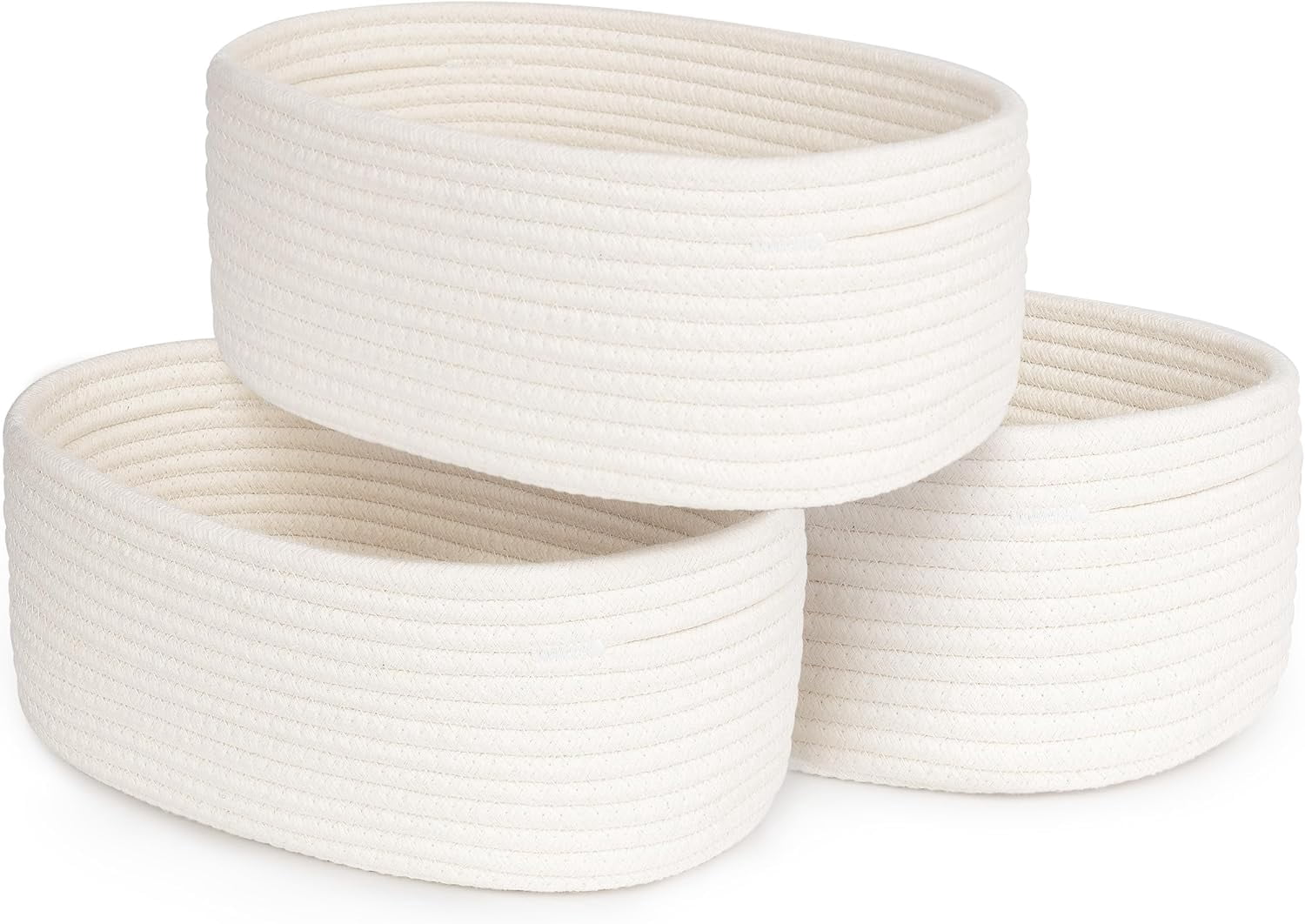RFCUIBIJ Small Woven Baskets for Storage Cute Cotton Basket with ...