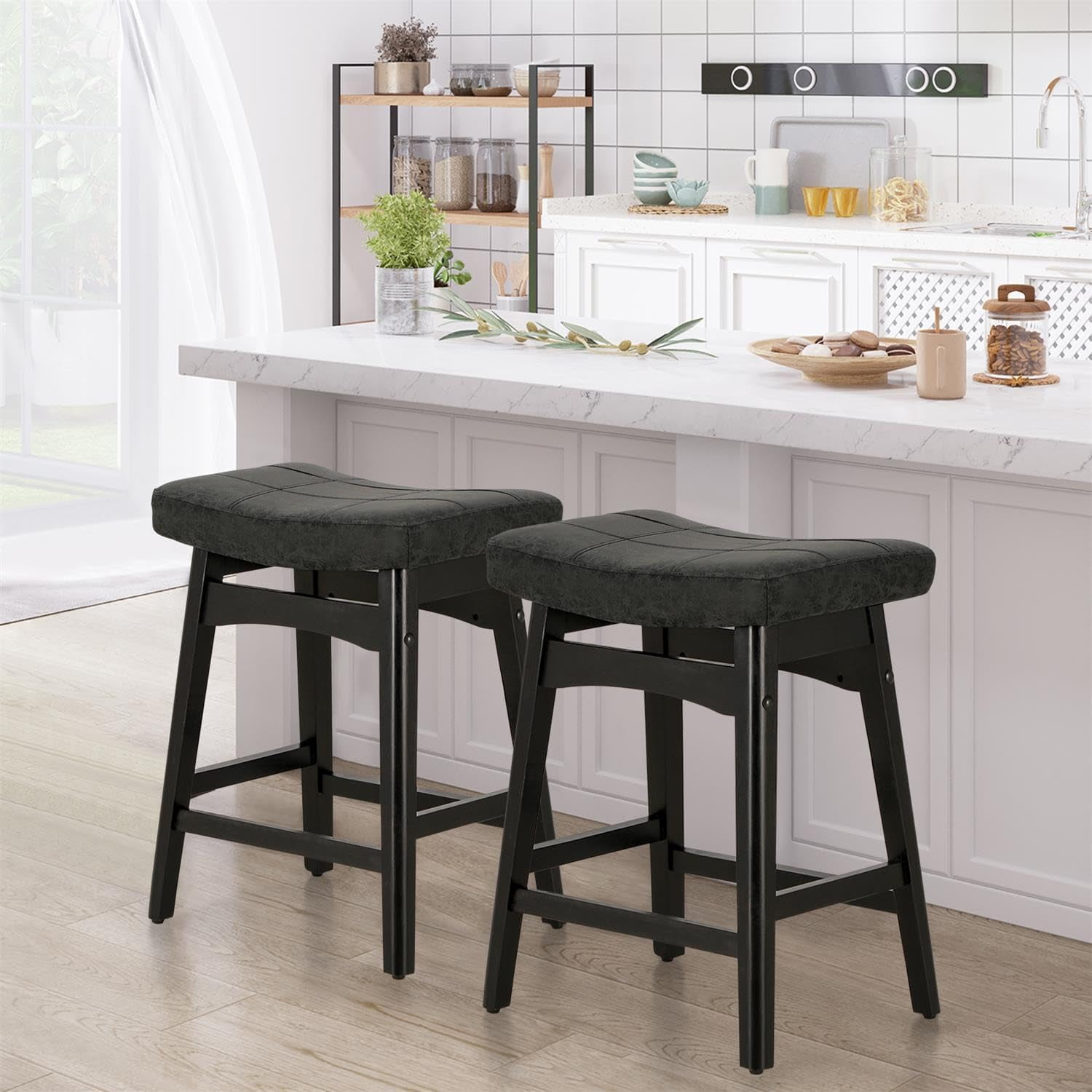 RFCUIBIJ Sophia & William Bar Stools Modern PU Leather Counter Height ...