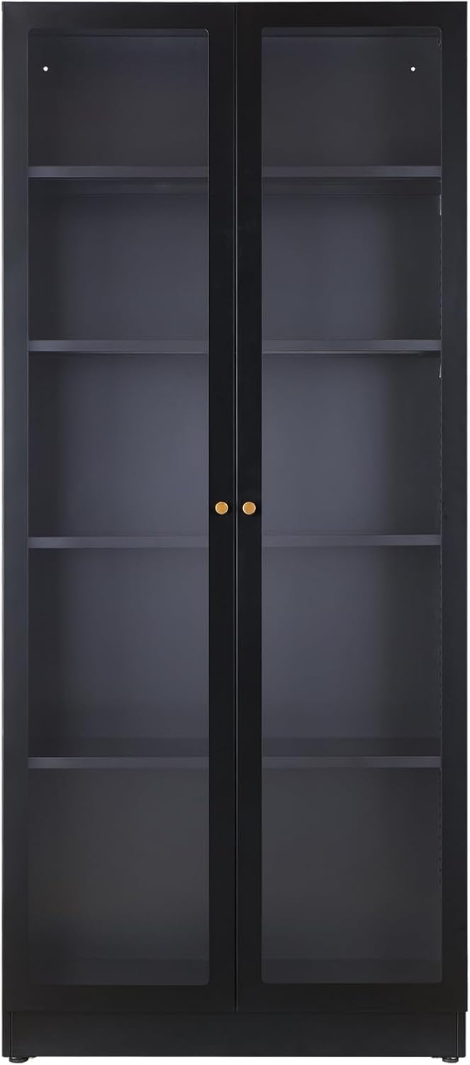 RFCUIBIJ White Bookcase with Doors and Shelves 5-Tier Tall Bookshelf ...