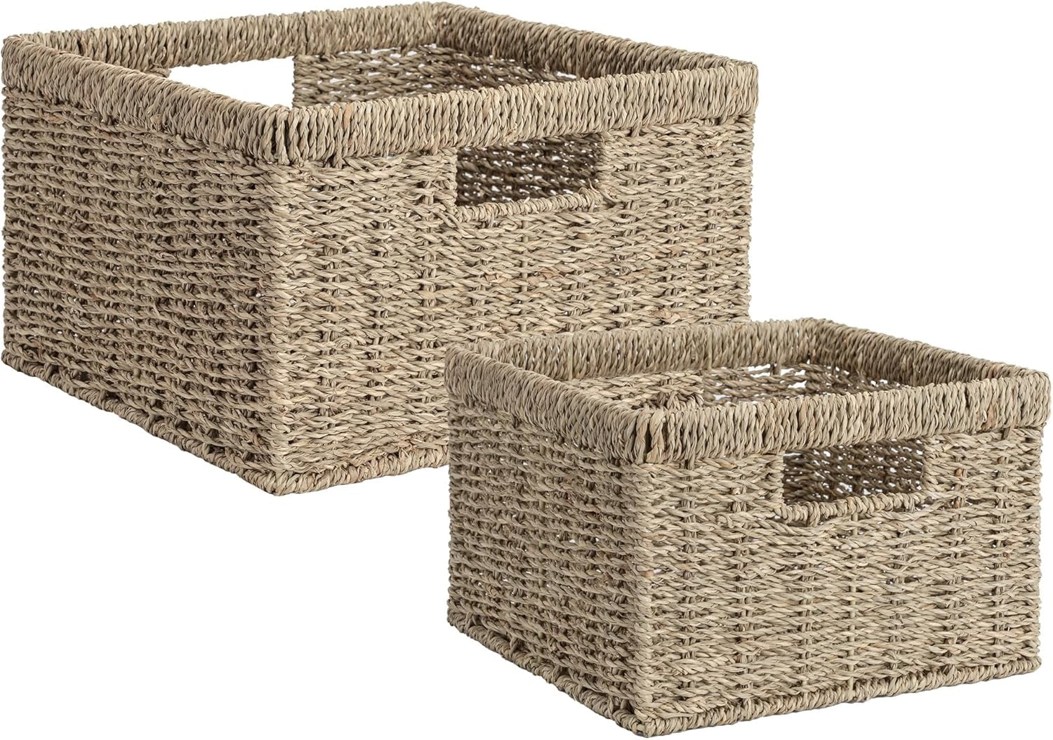 RFCUIBIJ Wicker Storage Baskets Water Hyacinth and Black Paper Rope ...
