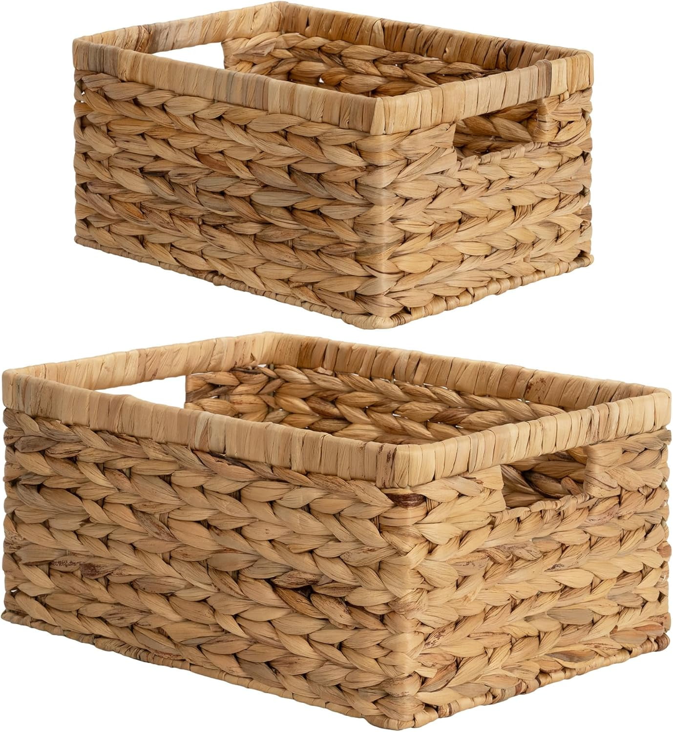 RFCUIBIJ Wicker Storage Baskets Water Hyacinth and Black Paper Rope ...