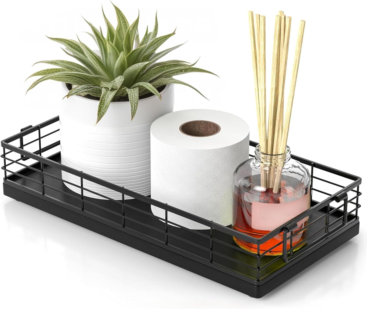 RFCUIBIJ Wood & Iron Bathroom Basket with Handle 13" Topper for Toilet ...