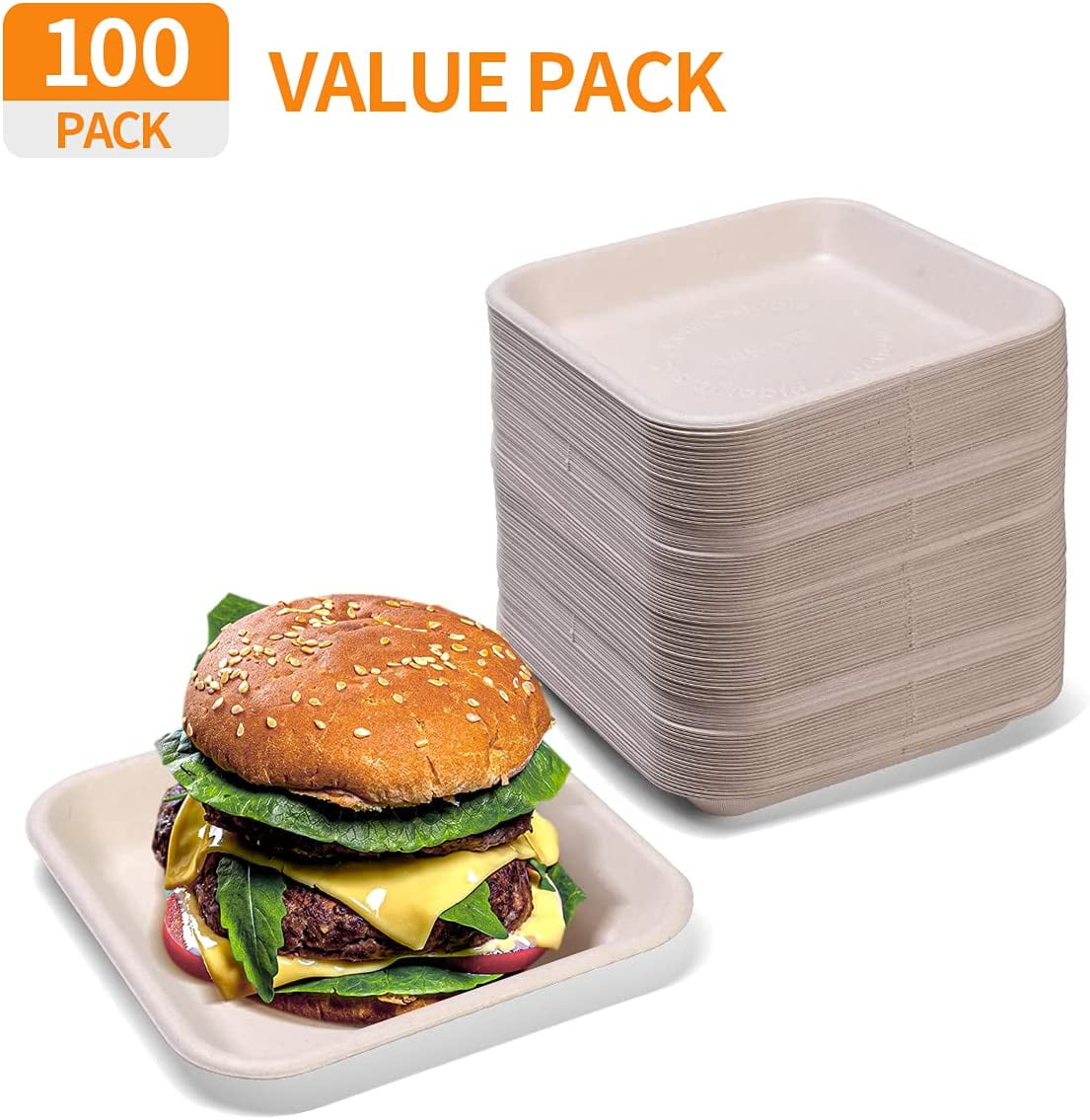 RFGBRG-100 Pack 6 Inch Small Square Paper Plates, Bend-Resist 6 Inch ...