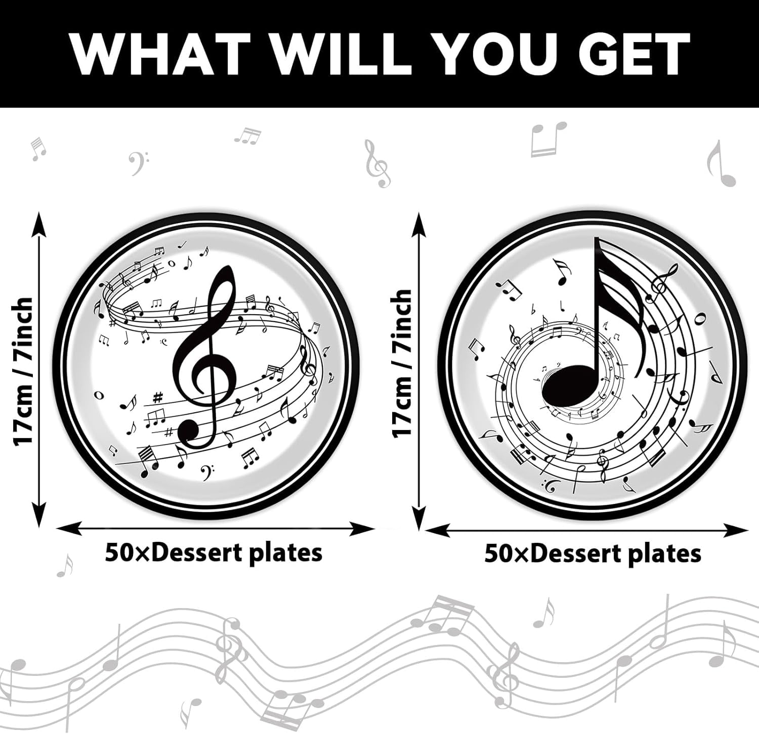 RFGBRG-100pcs 7inch Musical Note Plates Music Themed Tableware Newborn ...