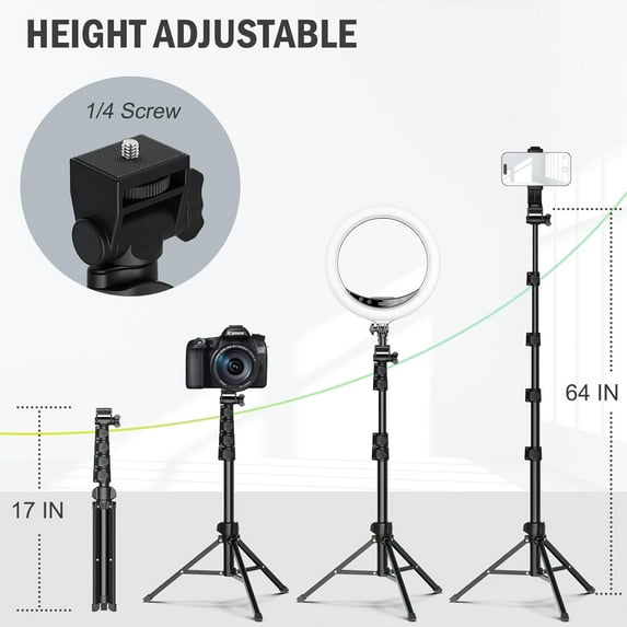 RFGBRG-64” Tripod for Cell Phone & Camera, Phone Tripod with Remote and ...