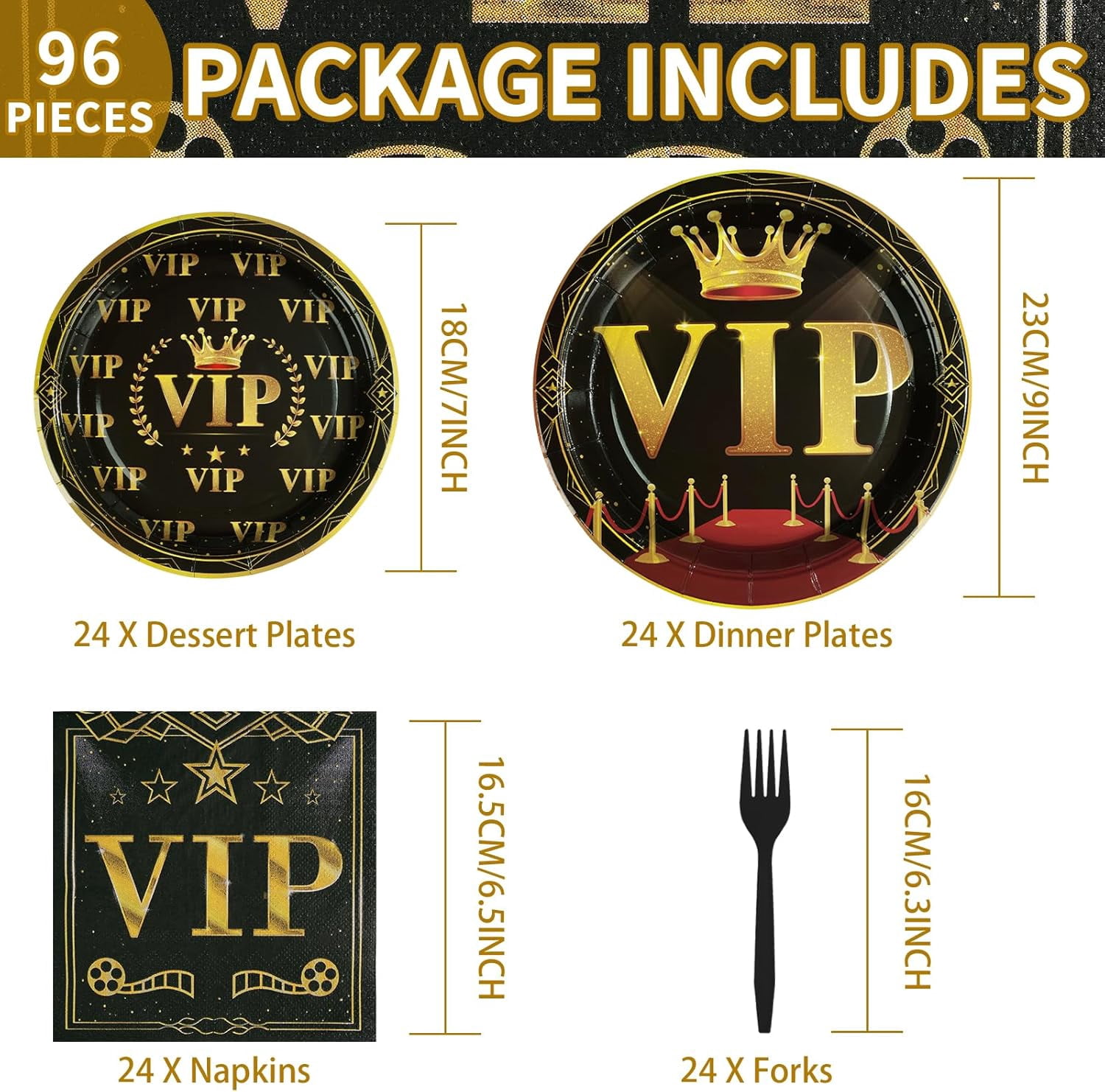 RFGBRG-96 Pcs VIP Party Decoration Tableware 350 GSM Disposable Movie ...