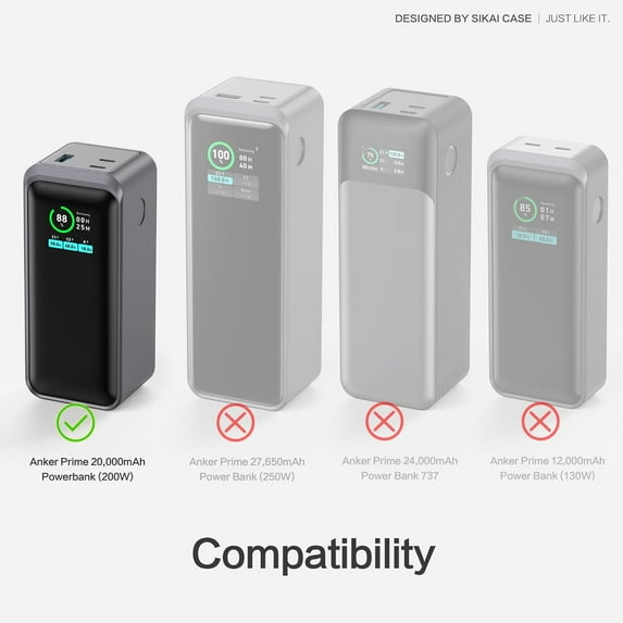 RFGBRG-Silicone Case for Anker Prime Power Bank 20,000mAh 200W 1/4-inch ...