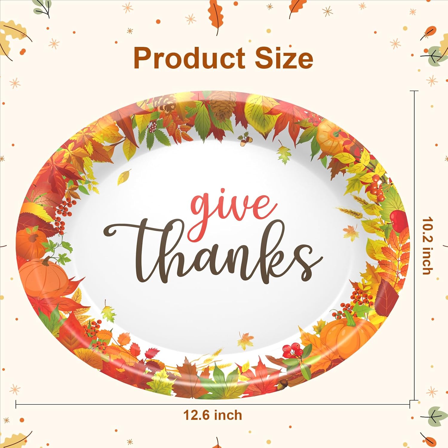 RFGBRG-Thanksgiving Paper Plates 50 Pack, 10.2 x 12.6 Inch Heavy Duty ...