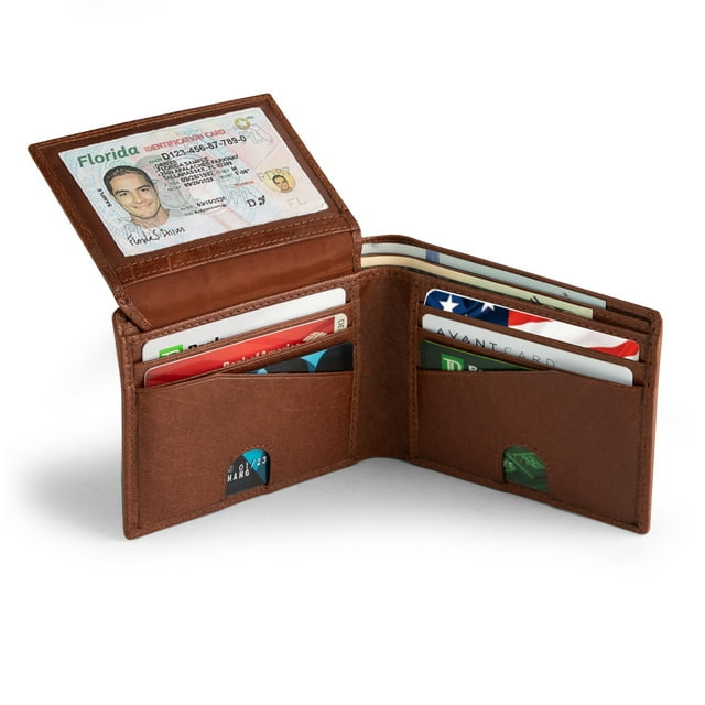 RFID Bifold Leather Wallet For Men with Flip Up ID in Vintage Buffalo ...