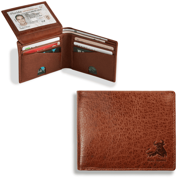 Slim Genuine Bifold RFID Leather Wallet for Men with Flip Up ID in ...
