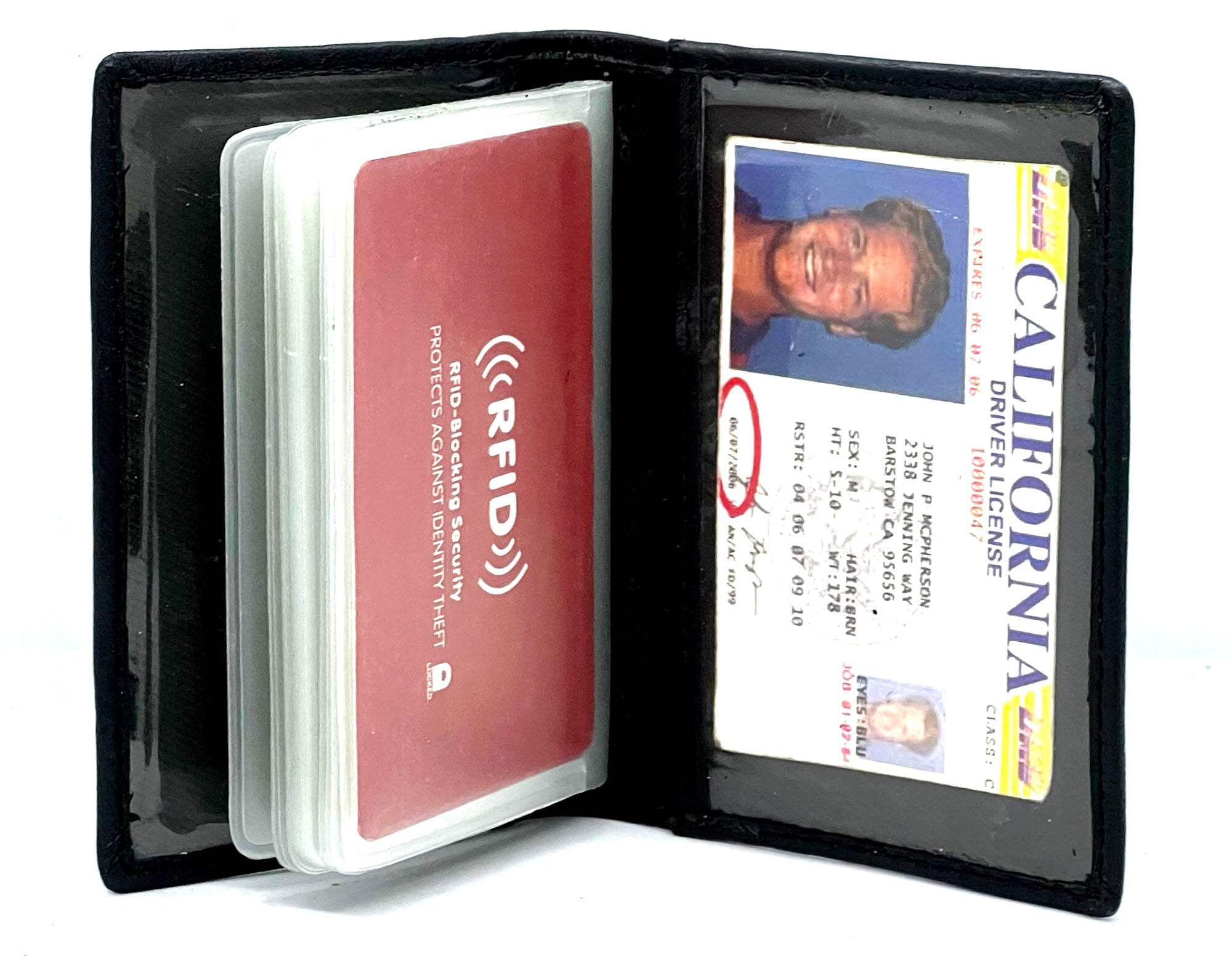 RFID Black Genuine Leather Business Card Holder Pocket Organizer Wallet ...