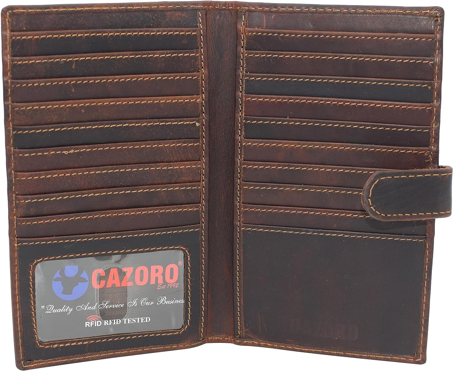 RFID Blocking Bifold Premium Vintage Leather Credit Card ID Holder Long ...
