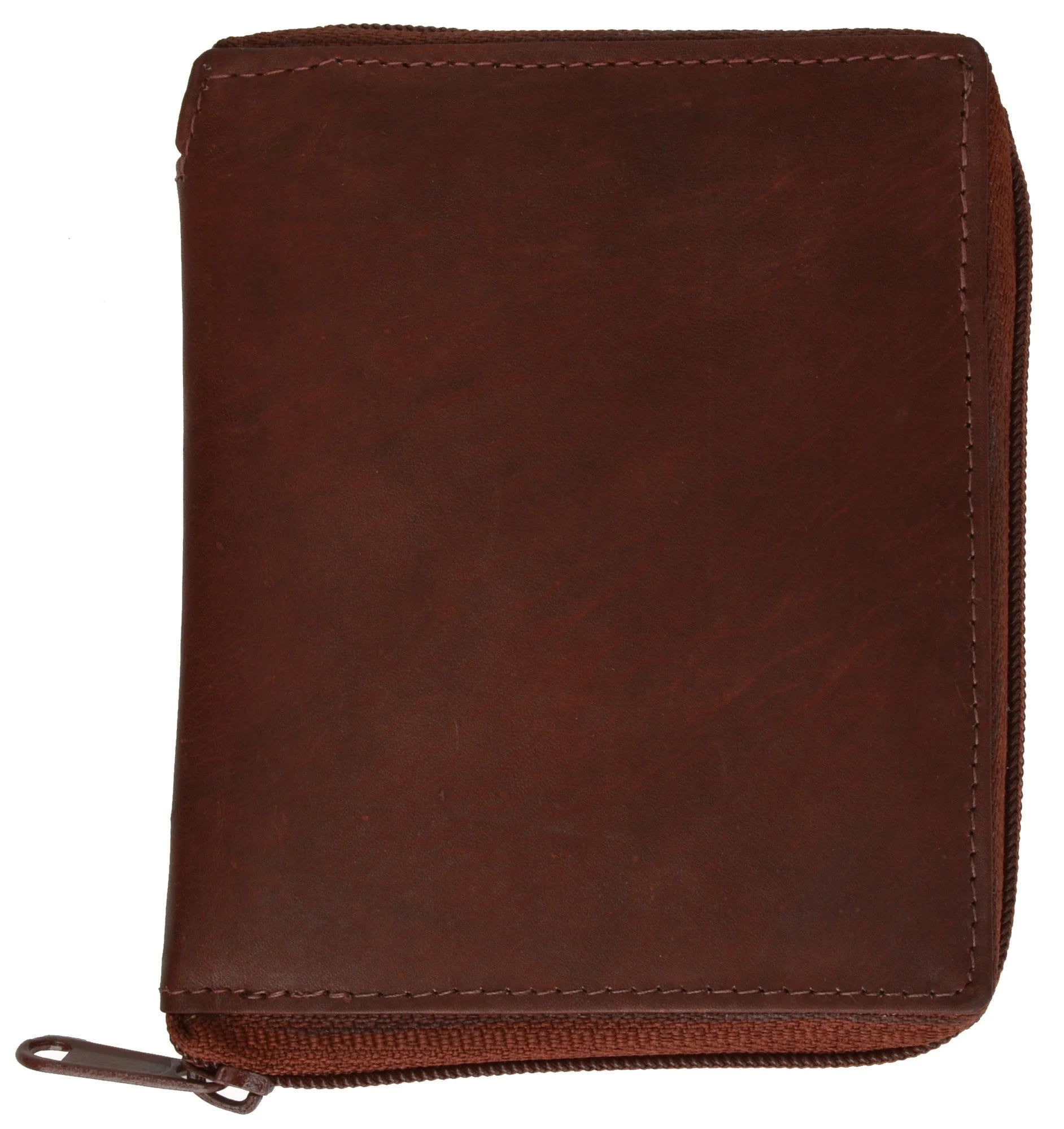 RFID Blocking Black Genuine Leather Zip-Around Men's Bifold Wallet with ...