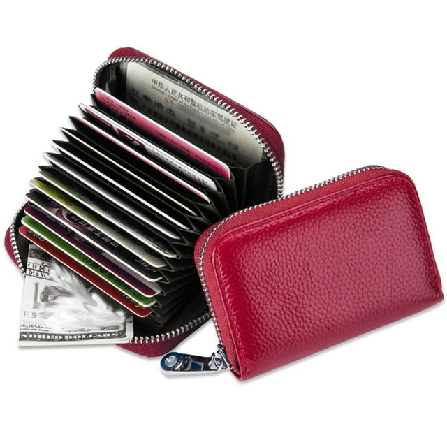 RFID Blocking Secure Credit Card Holder, Genuine Leather Wallet with ...