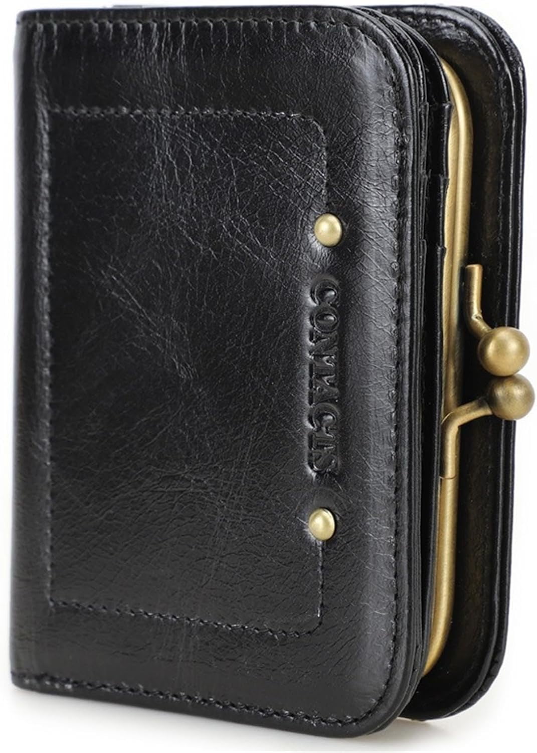 RFID Blocking Full Grain Leather Wallet with Kiss Lock - Slim Bifold ...