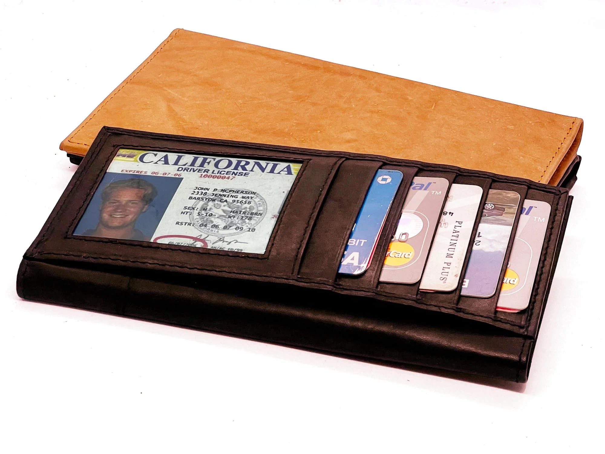RFID Blocking Genuine Leather Checkbook Cover Holder Thin ID Window ...
