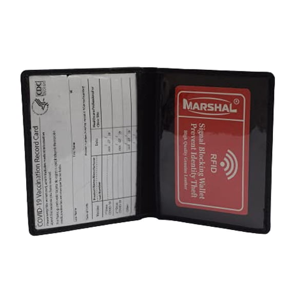 RFID Blocking Genuine Leather Double Vaccine Card Protector ...