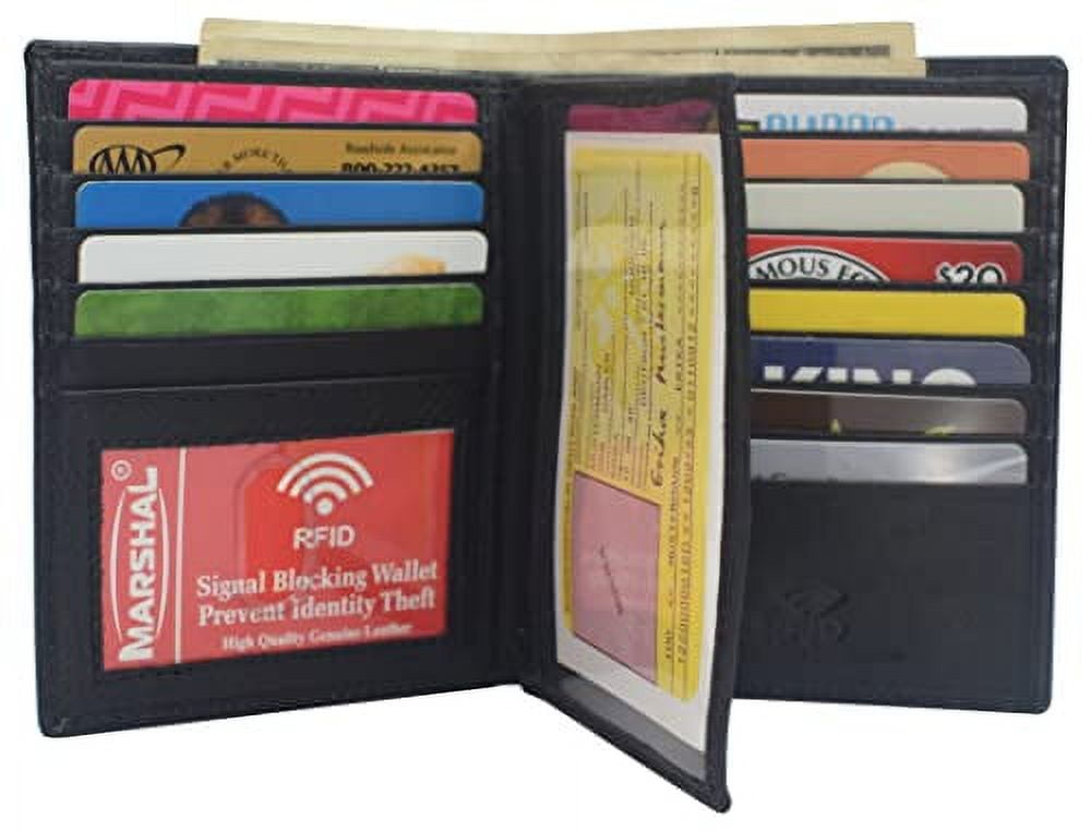 Marshal Wallet, RFID Blocking Leather Hipster Bifold, Extra Capacity ...