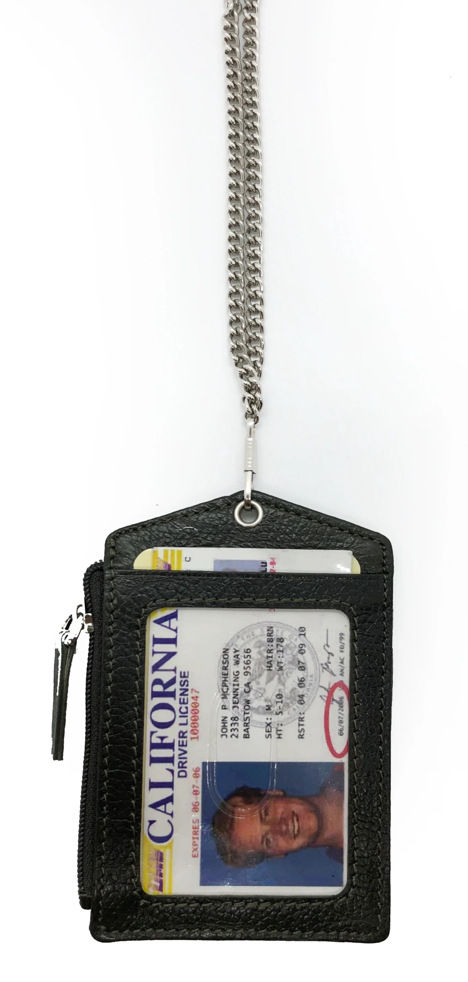 RFID Blocking Genuine Leather ID Badge Holder with Lanyard Credit Card ...