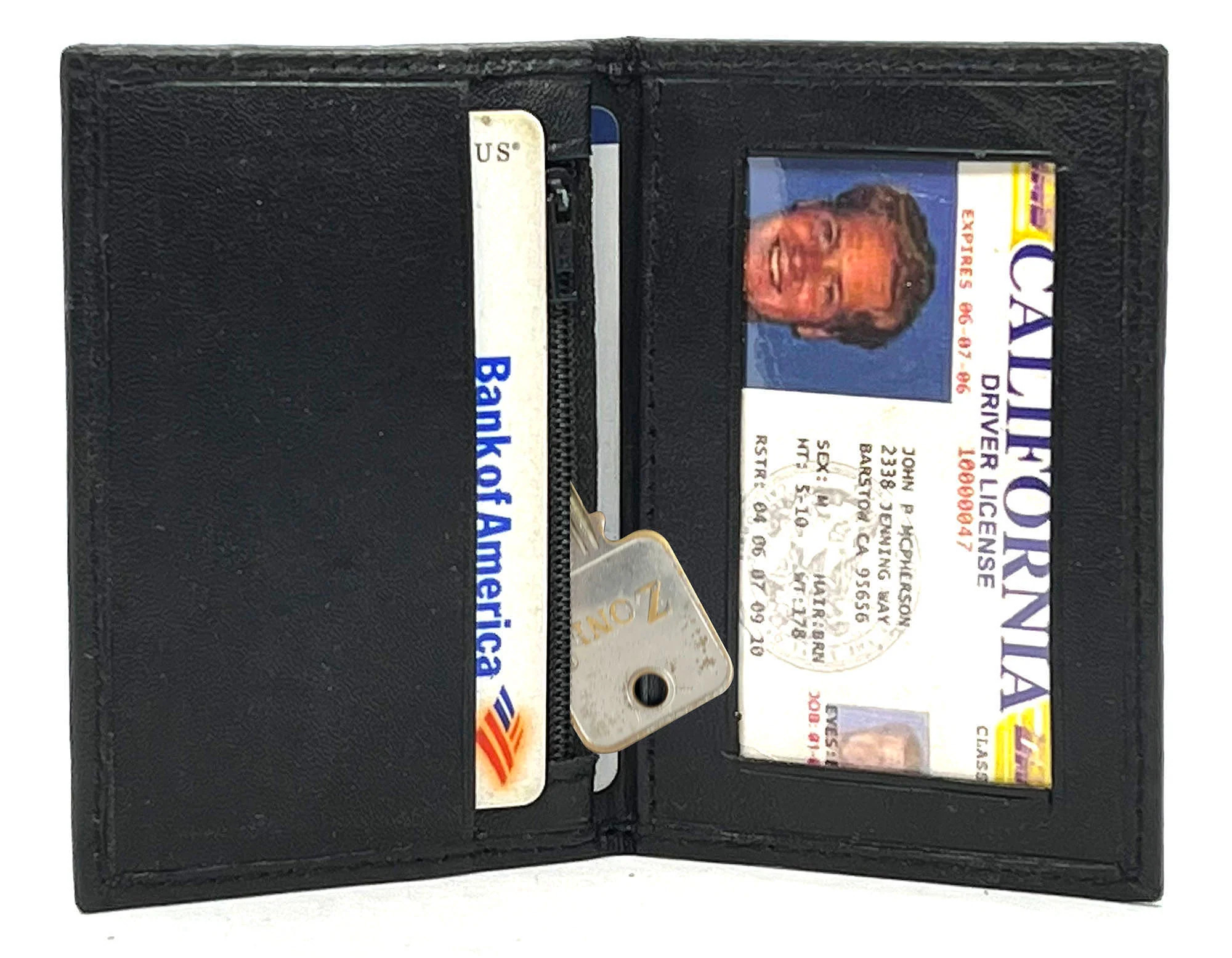 RFID Blocking Genuine Leather ID Window Credit Card Zip Thin Bifold ...