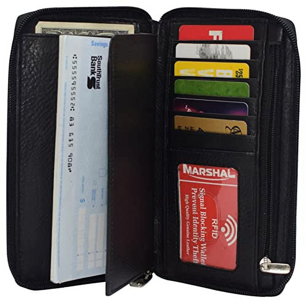 Marshal Wallet, RFID Blocking Genuine Leather Checkbook Cover, Long ...