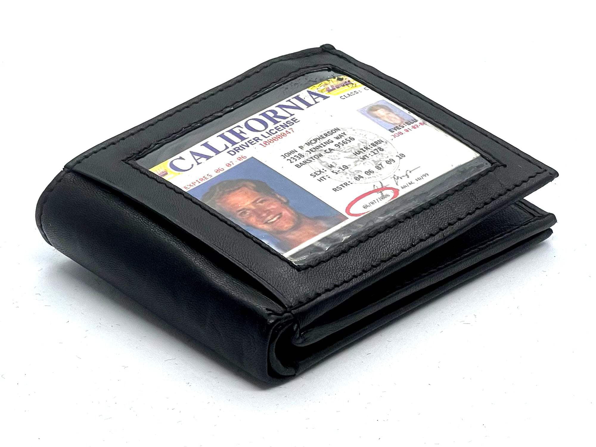 RFID Blocking Genuine Leather Men's Bifold Wallet Center Flap Credit ...